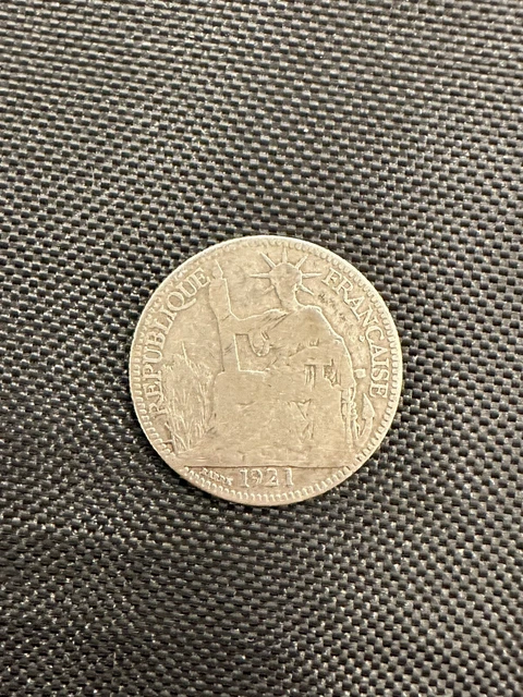 FRENCH INDOCHINA, 1921 10 Centiemes 10 Centimes 10 Cent Coin - Silver ...
