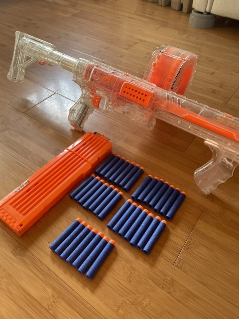 NERF N-STRIKE CS-35 Raider Transparent Blaster + 35 Dart Magazine Drum ...