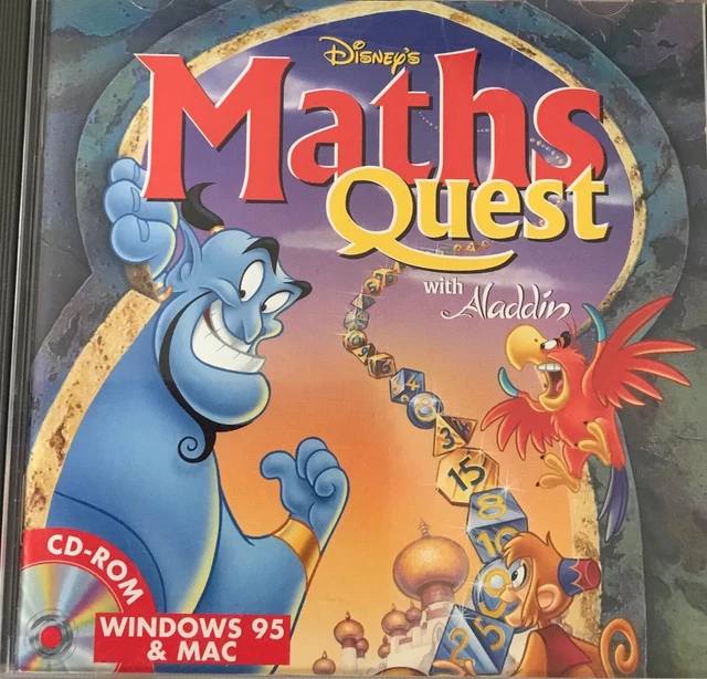 DISNEY MATHS QUEST With Aladdin CD-ROM Ages 6-9 for PC or MAC VGC £10. ...