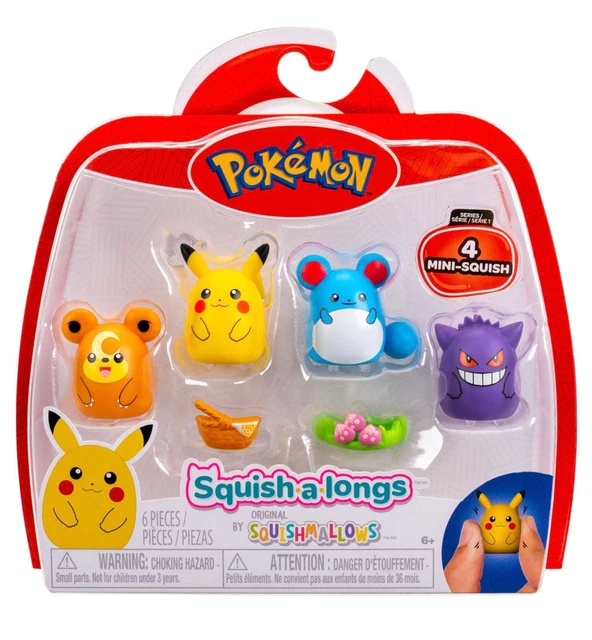POKEMON SQUISHALONG 4 Pack Including Gengar, Pikachu, Marill ...