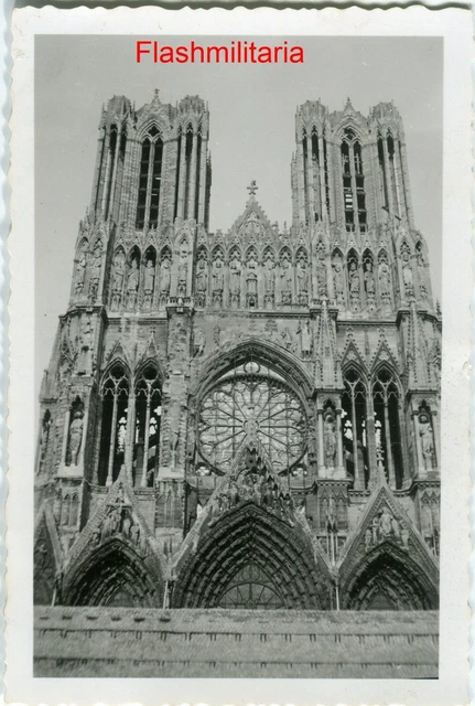 PHOTO ALLEMANDE GUERRE WW2 -- Cathédrale de Reims occupation allemande ...