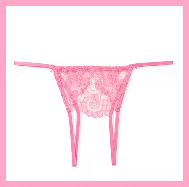 NEW VICTORIA’S SECRET Boho Open String Bikini Panty M Pink Crotchless ...