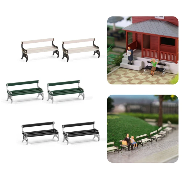 12PCS HO SCALE 1:87 Garden Park Benches Street Platform Station Chairs ...