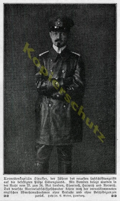 LUFTSCHIFF-FÜHRER PETER STRASSER Kaiserliche Marine Zeppelin Angriff ...