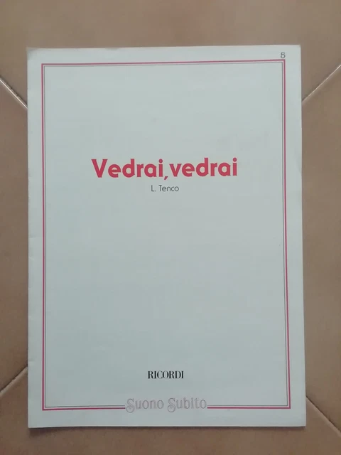 LUIGI TENCO SPARTITO Vedrai Vedrai Brano Del 1965 Serie Suono Subito ...