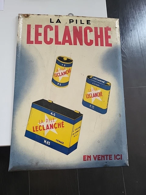 ANCIEN CARTON PLASTIFIÉ Publicitaire La Pile Leclanché EUR 75,00 ...