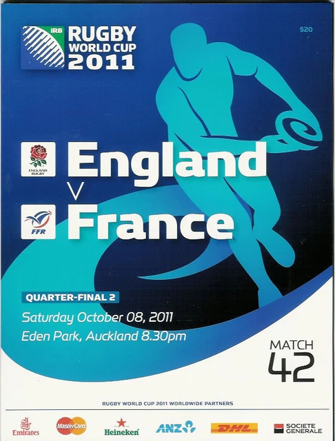 ENGLAND V FRANCE QUARTER FINAL RUGBY WORLD CUP 2011 PROGRAMME MATCH no ...