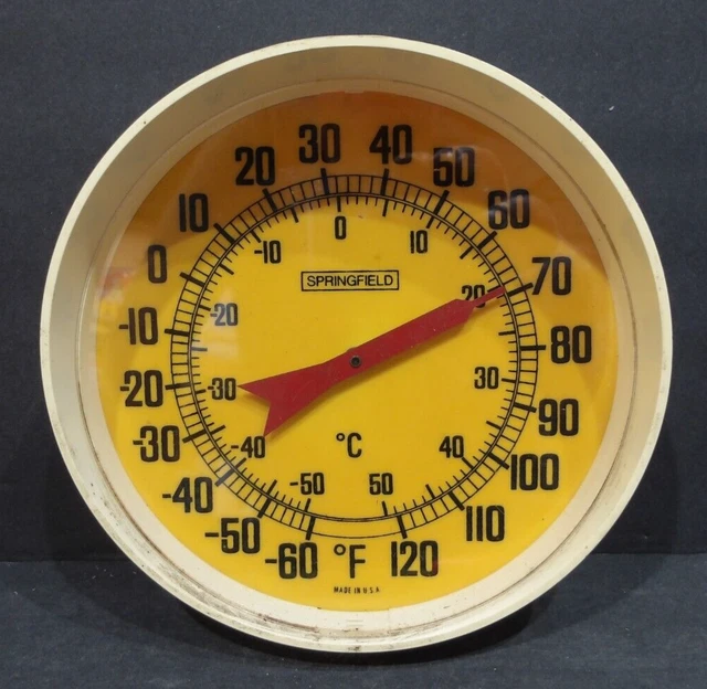 SPRINGFIELD 5.75& ROUND Plastic Thermometer Hanging Indoor/Outdoor ...