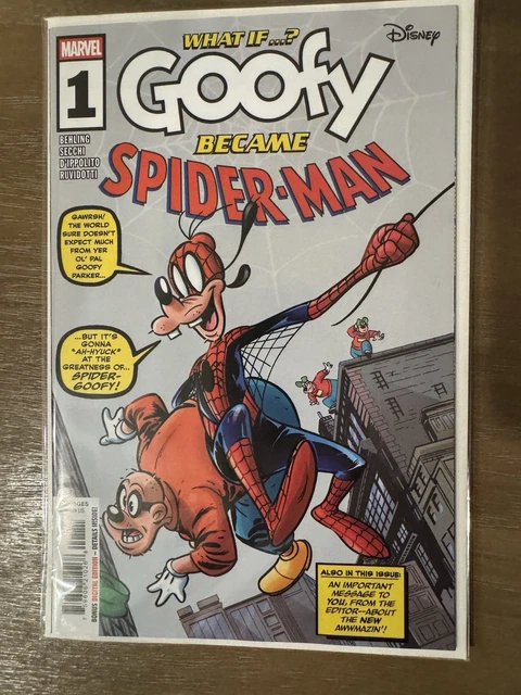 WHAT IF...? GOOFY Became Spider-Man #1 (2025) AF 15 Homage ~ Disney £2. ...