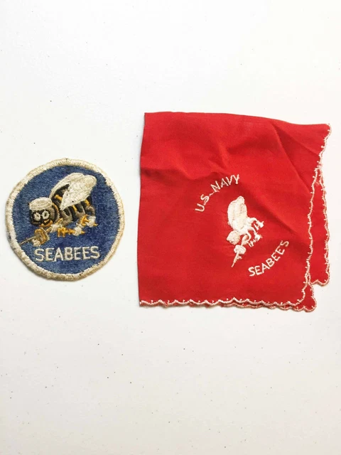 WW2 U.S. NAVY Seebees – period patch and sweetheart handkerchief £36.98 ...