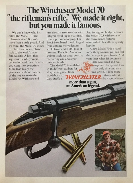 1977 WINCHESTER MODEL 70 Rifle Vintage Print Ad An American Legend ...