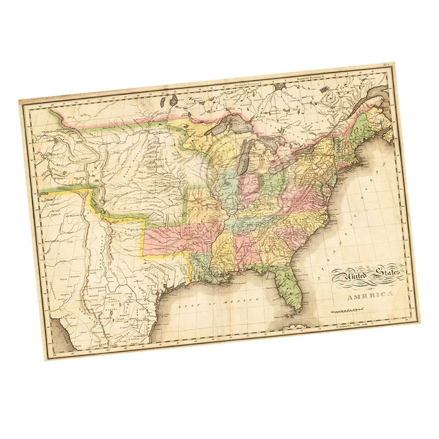 VINTAGE UNITED STATES Map Only Half Of the States Reproduction World ...