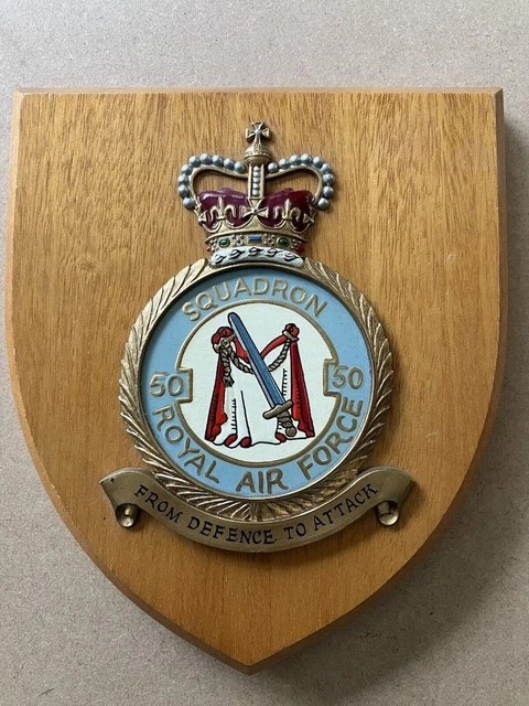 OLD RAF ROYAL Air Force Station 50 Squadron Crest Shield Plaque vz £75. ...