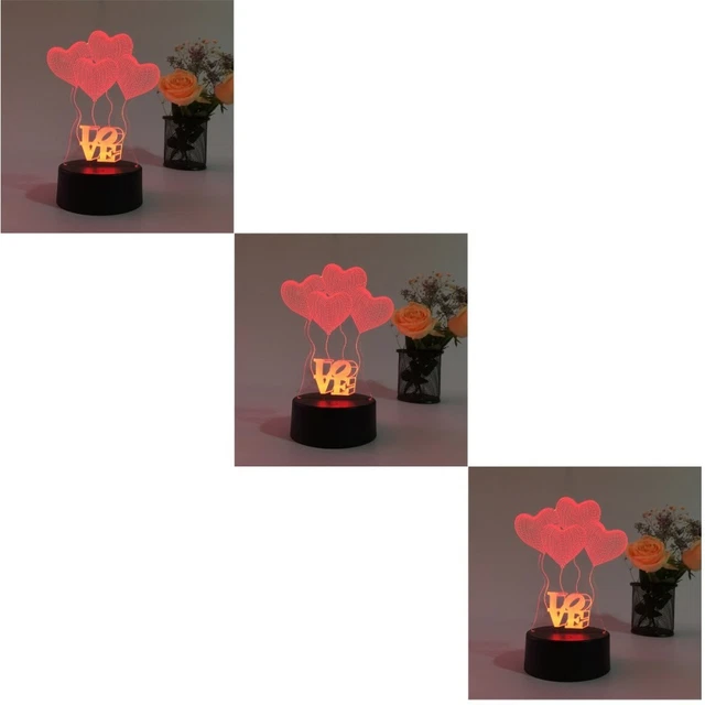 3 PACK TOUCH Table Lamp Bedside Lamps Heart Shaped Night -shaped LED £ ...