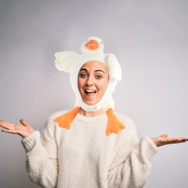 BIG WHITE GOOSE Headgear Fancy Dress Miss Animal Hat Silly Costume $33. ...