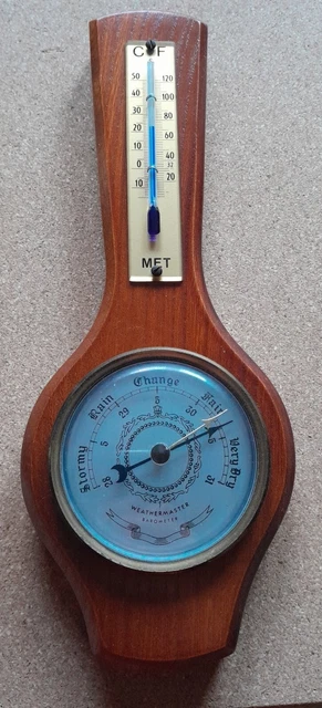 WEATHERMASTER VINTAGE WEATHER station barometer thermometer wooden ...