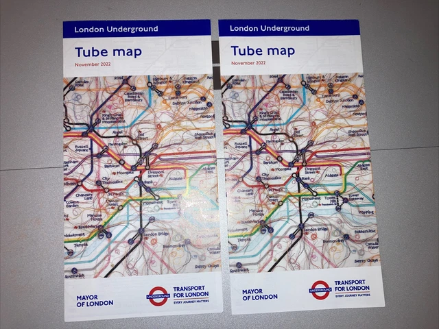 2 X London Underground Pocket Tube Map - November 2022 - With Elizabeth ...
