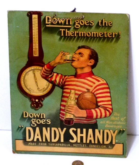 RARE ANTIQUE DANDY Shandy Card Beer /Soda Advertising Sign With ...