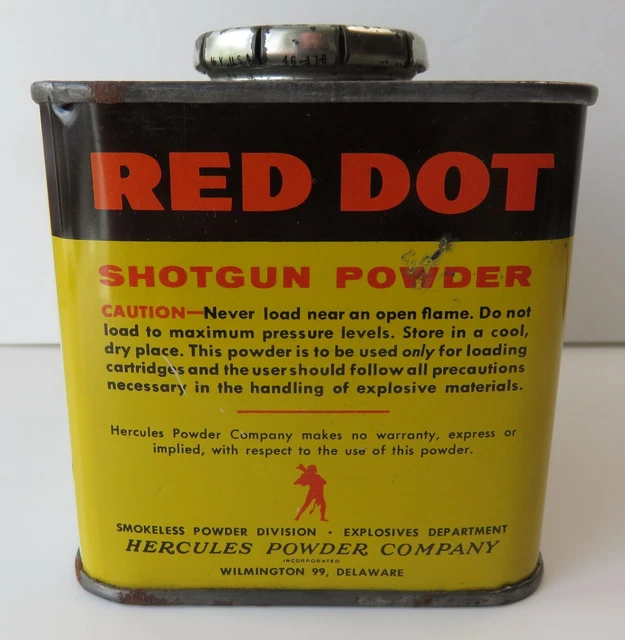 VINTAGE RED DOT Shotgun Hercules Smokeless Powder Tin - Empty (Inv35877 ...