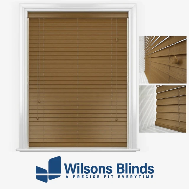 WOODEN VENETIAN BLIND - Real Wood - Oak - Fully Made To Measure - 50mm ...
