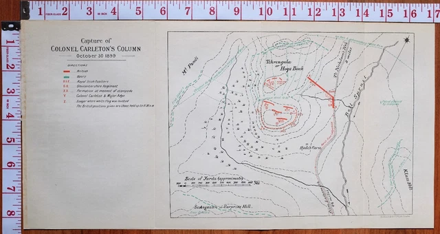 BOER WAR ERA Map/Battle Plan Colonel Carleton's Column Oct 30 1899 ...