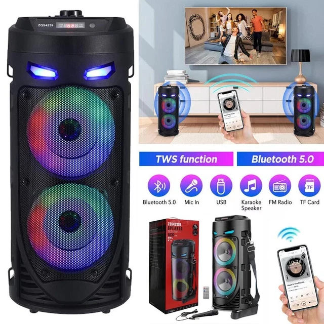 PORTABLE WIRELESS SPEAKER Bluetooth 5.0 Party Bass Subwoofer Sound System Mic FM £19.94 ...