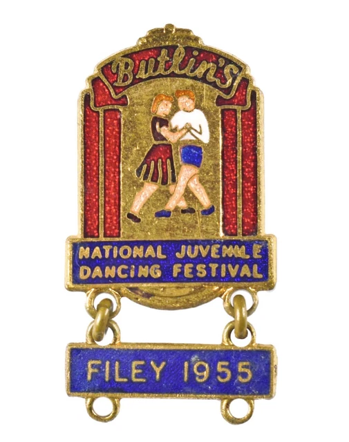 VINTAGE BUTLINS HOLIDAY Camp Filey 1955 Juvenile Dance Festival Enamel ...