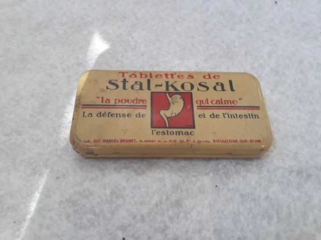 BOITE EN TÔLE Médicale Tablettes de Stal-Kosal intestin estomac début ...