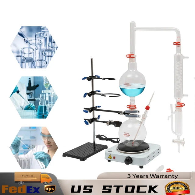 ORGANIC CHEMISTRY LAB Glassware Glass Kit Distillation Equipment Set ...
