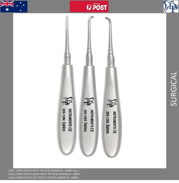 DENTAL SURGICAL Elevator Lower Roots Root Tip Picks Sets Warwick James ...
