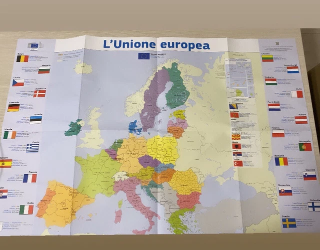POSTER CARTINA GEOGRAFICA Unione Europea EUR 9,99 - PicClick IT