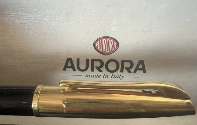 AURORA STIFT FÜLLFEDERHALTER Style Metall Feder Gold M Schreibt Patrone ...