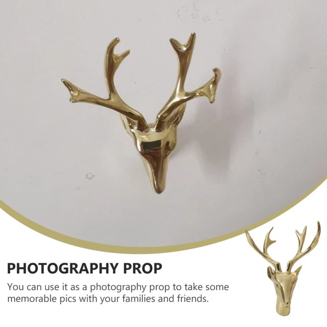 HOME DECOR ORNAMENTO Testa Di Cervo in Ottone Gadget Casa Appeso Al ...