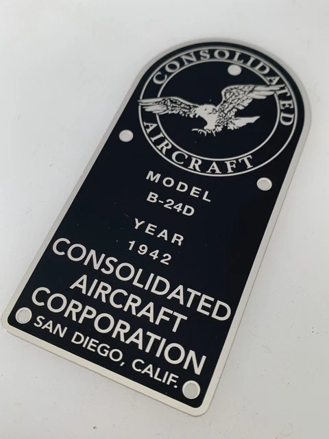 WW2 USAF B-24 Liberator Bomber metal Bulkhead Data Plate (Consolidated ...