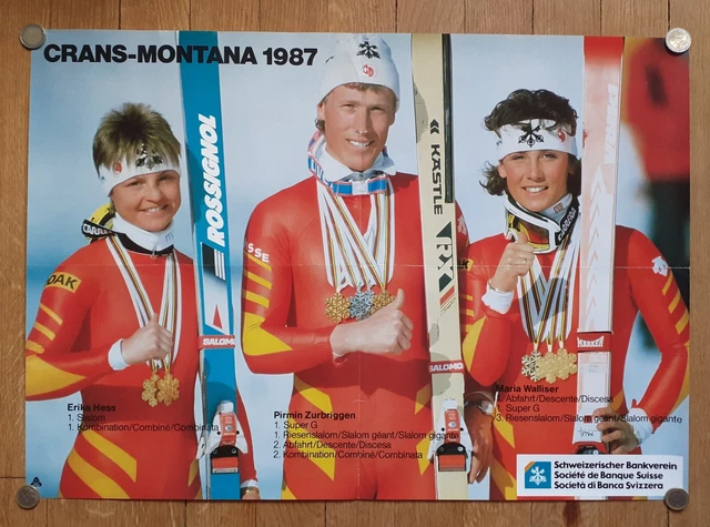 POSTER ERIKA HESS Pirmin Zurbriggen Michela Figini Ski Schweiz Suisse ...