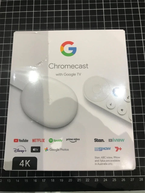GOOGLE CHROMECAST WITH Google TV Snow 4K HDTV WiFi HDMI with Remote $80 ...