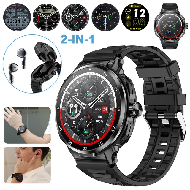 SMART WATCH WITH Earbuds Men Smartwatch 2 In 1 Wireless Headset For iOS ...