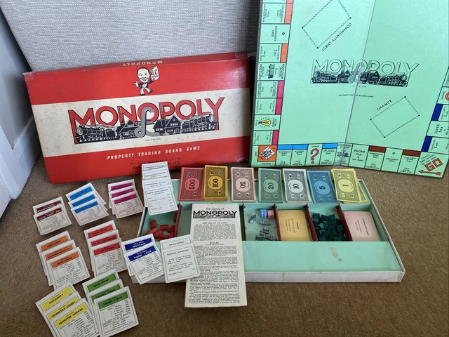VINTAGE 1950’S MONOPOLY Board Game Wooden Houses Hotels £11.95 ...