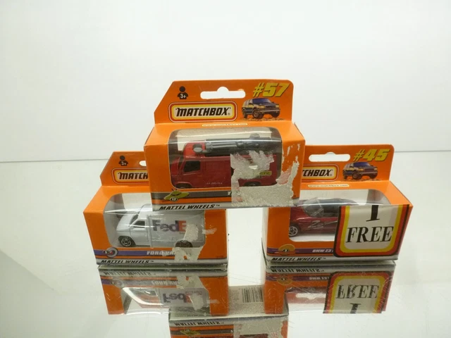 3X MATCHBOX BMW Z3 ROADSTER+MERCEDES TV VAN+FORD VAN FEDEX -3inch- GOOD ...