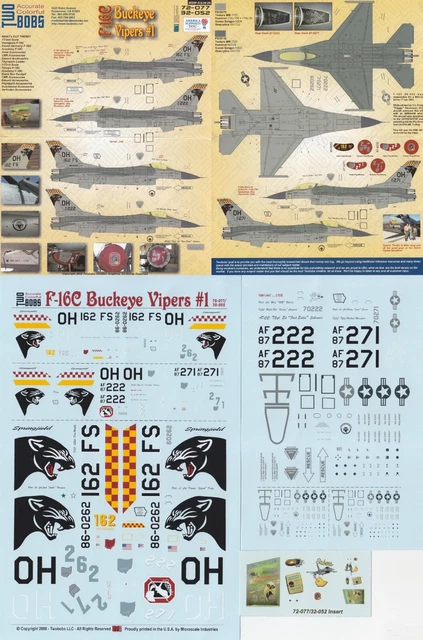 TWO BOBS DECALS 1/72 1/32 F-16C Fighting Falcon 162nd FS 178th FW OH ...