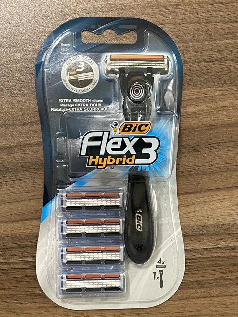 BIC FLEX 3 Hybrid Men's Triple-Blade Razors Pack with 1 Handle + 4 ...