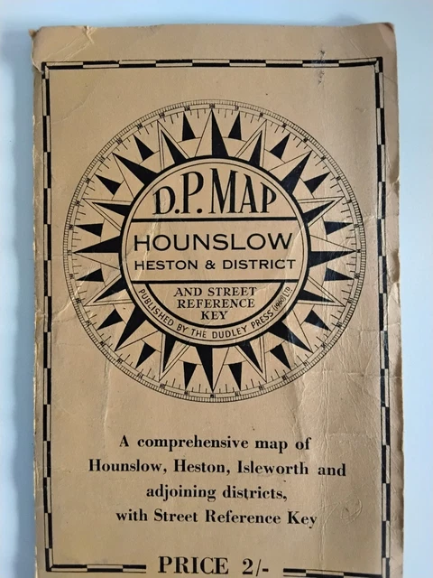 VERY RARE VINTAGE street map of Hounslow, Heston Isleworth. Dudley ...