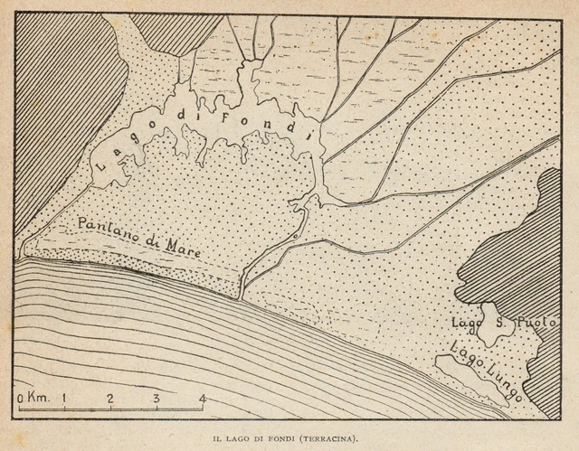 D1188 IL LAGO di Fondi (Terracina) - Ancient map - 1921 old map £5.91 ...