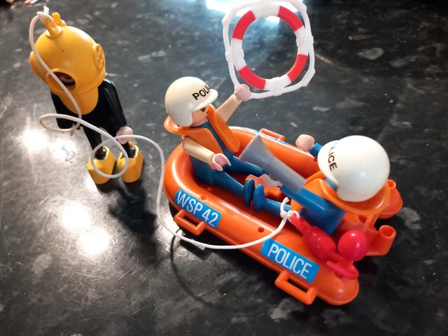 PLAYMOBIL POLICE DINGHY and figures as seen well played with £0.99 ...
