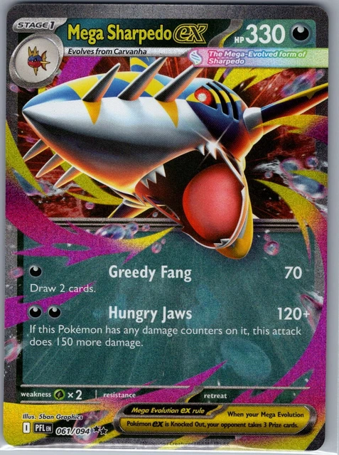 MEGA SHARPEDO EX 061/094 ME02: Phantasmal Flames - Pokemon Card - NM $4 ...