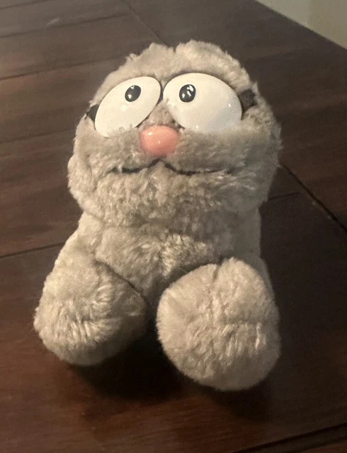 VINTAGE 1983 GARFIELD Nermal Laying Down Plush Stuffed Animal Grey Cat ...