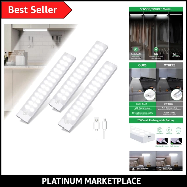 INDOOR MOTION DETECTOR Lamp, USB Rechargeable Kitchen Sensor Cabinet ...