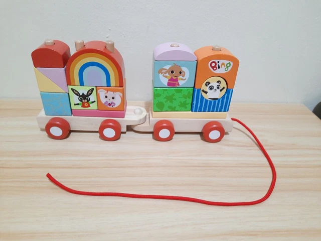CBEEBIES BING BUNNY Wooden Pull Along Stacking Train £7.99 - PicClick UK