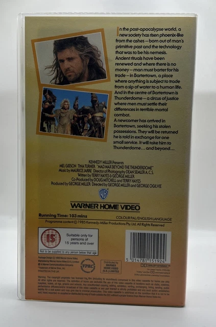 MAD MAX BEYOND Thunderdome 1989 VHS Video Cassette Tape Classic Action ...