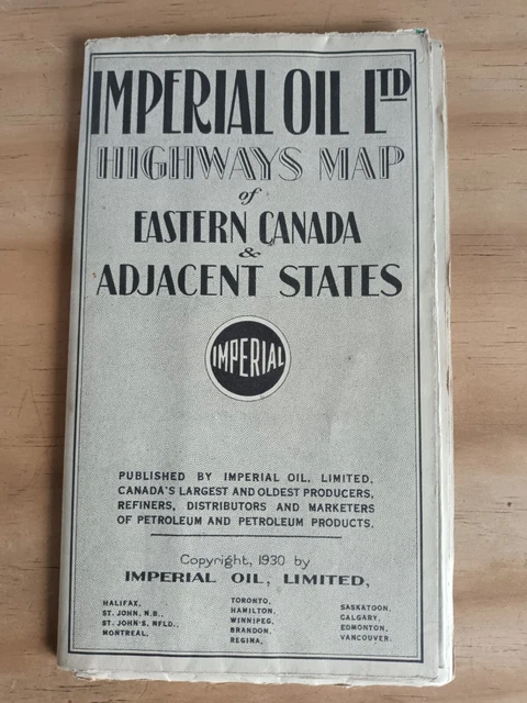 VINTAGE TOURIST MAP Imperial Oil Highways Eastern Canada & Adjacent ...
